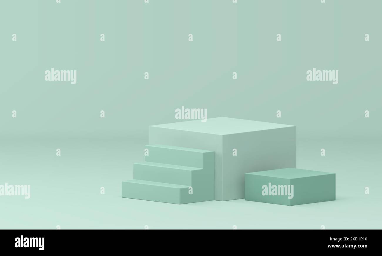 3d podium rectangular box with stairs for climbing green basic ...