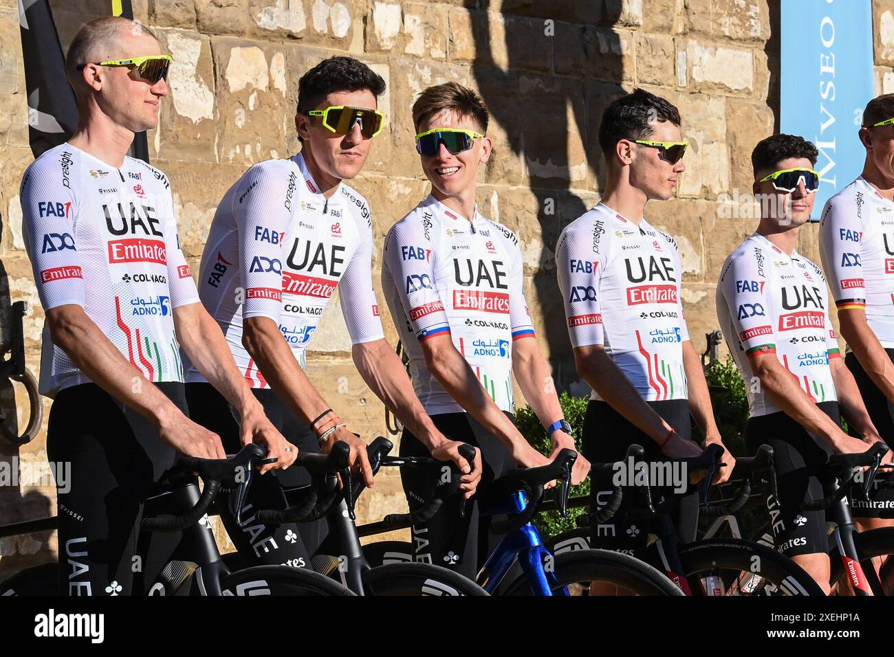 Tadej Poga?ar (UAE Emirates pro cyclng team) and his teammate during ...