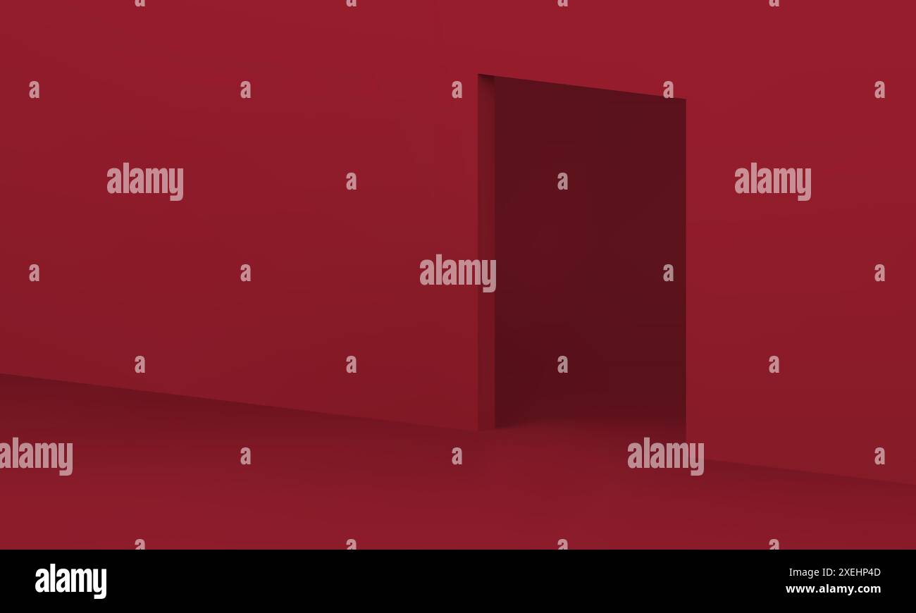 3d gate rectangular door red empty apartment interior minimal design ...
