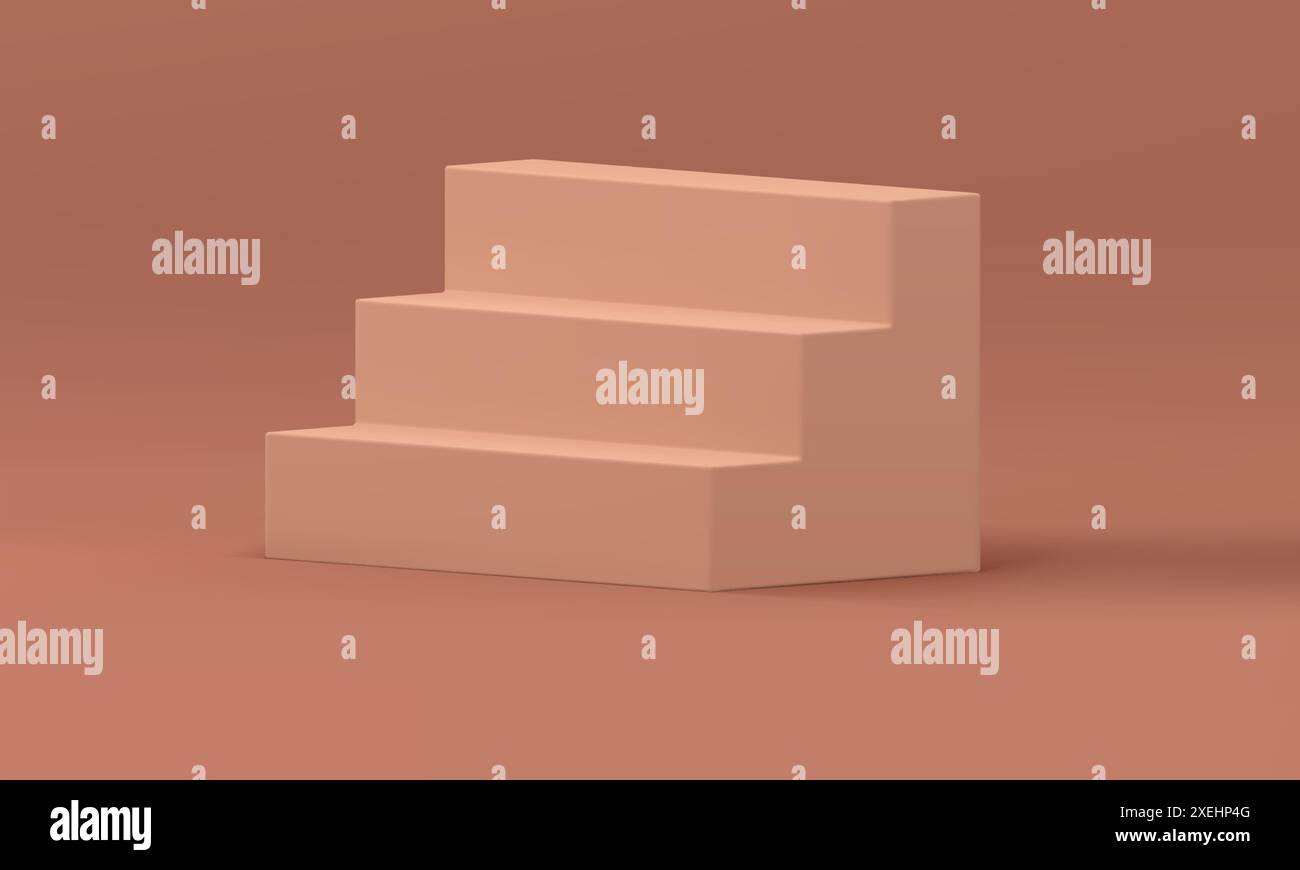 3d staircase ladder brown pedestal step structure achievement success ...