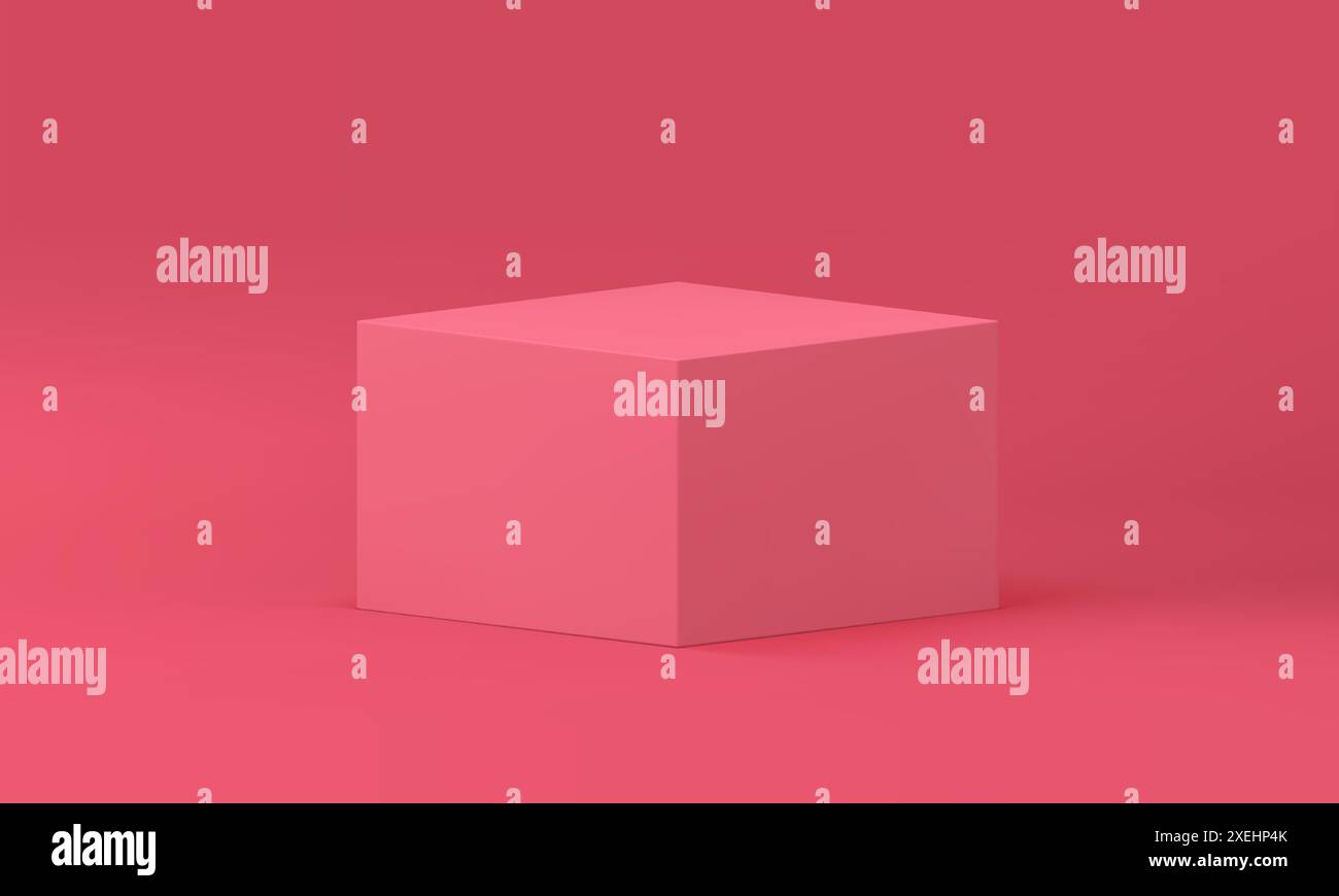 Pink 3d Podium Package Box Platform Isometric Angular Construction Realistic Vector Illustration