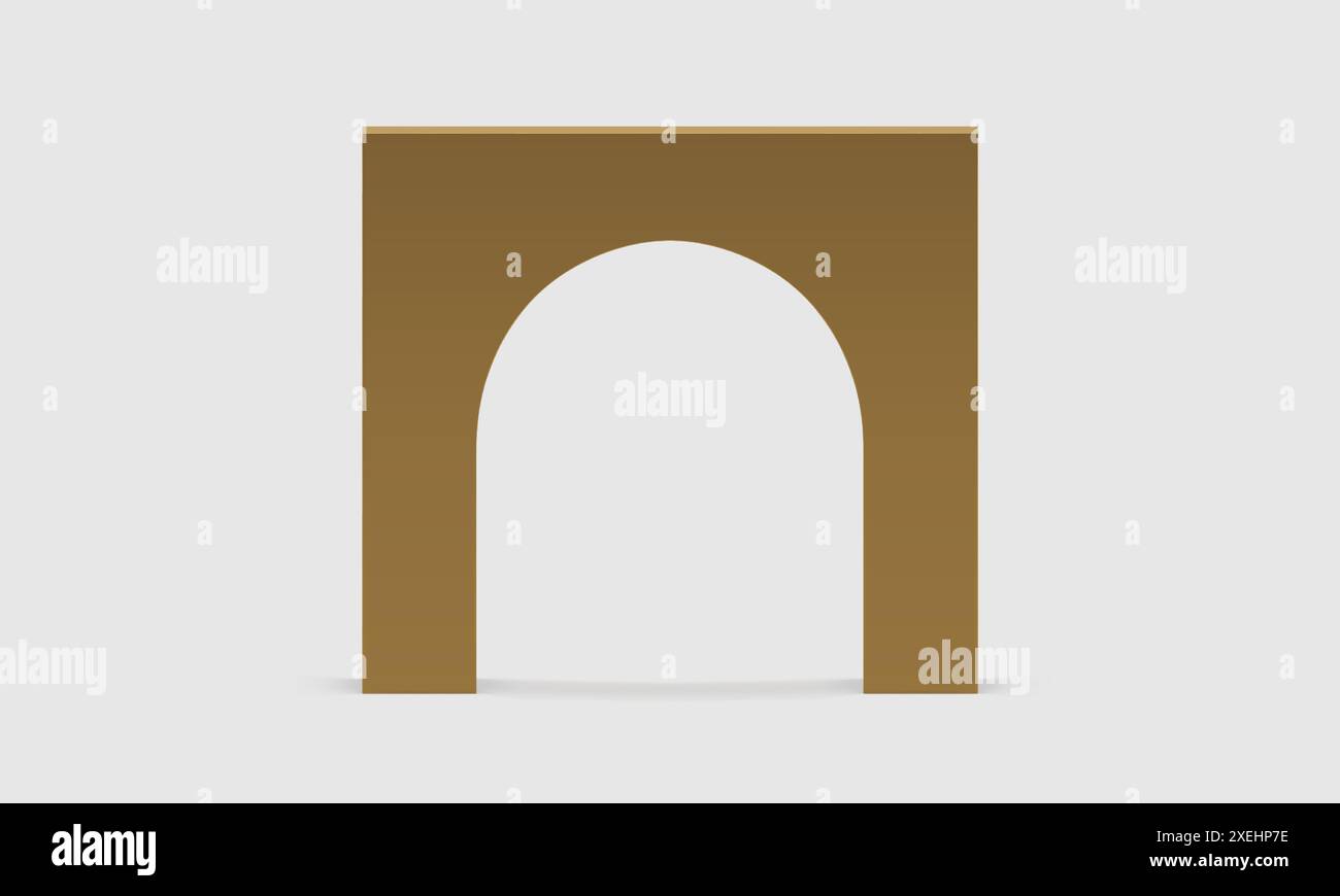 Golden 3d angular arch metallic construction decor element premium ...