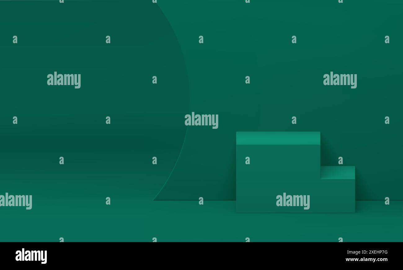 Staircase 3d podium green geometric steps level foundation curved wall ...