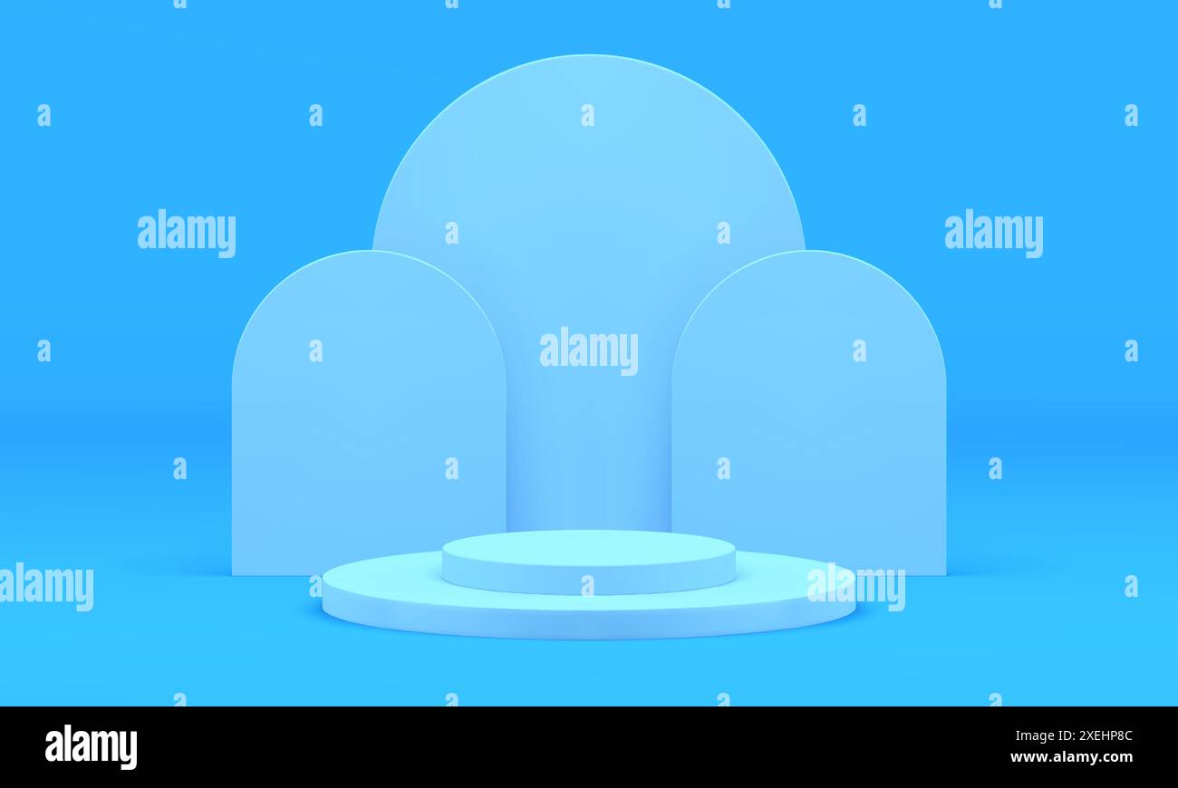 3d podium blue geometric construction award arena cylinder level steps ...