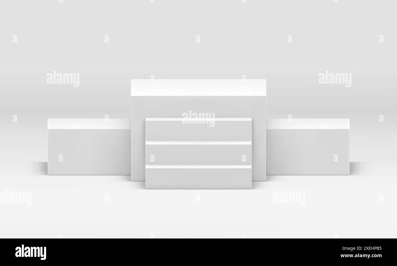 White 3d podium cubes platform with stairs competition win place ...