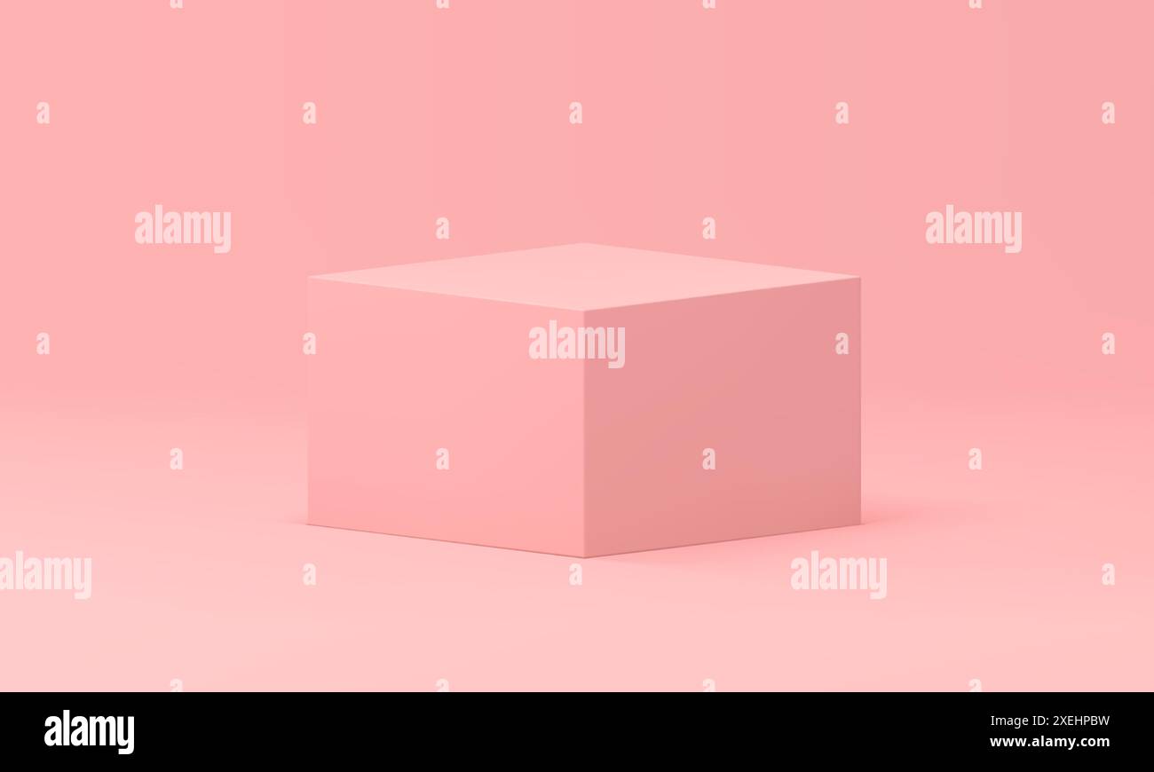 Pink 3d pedestal rectangular box geometric angular form platform ...