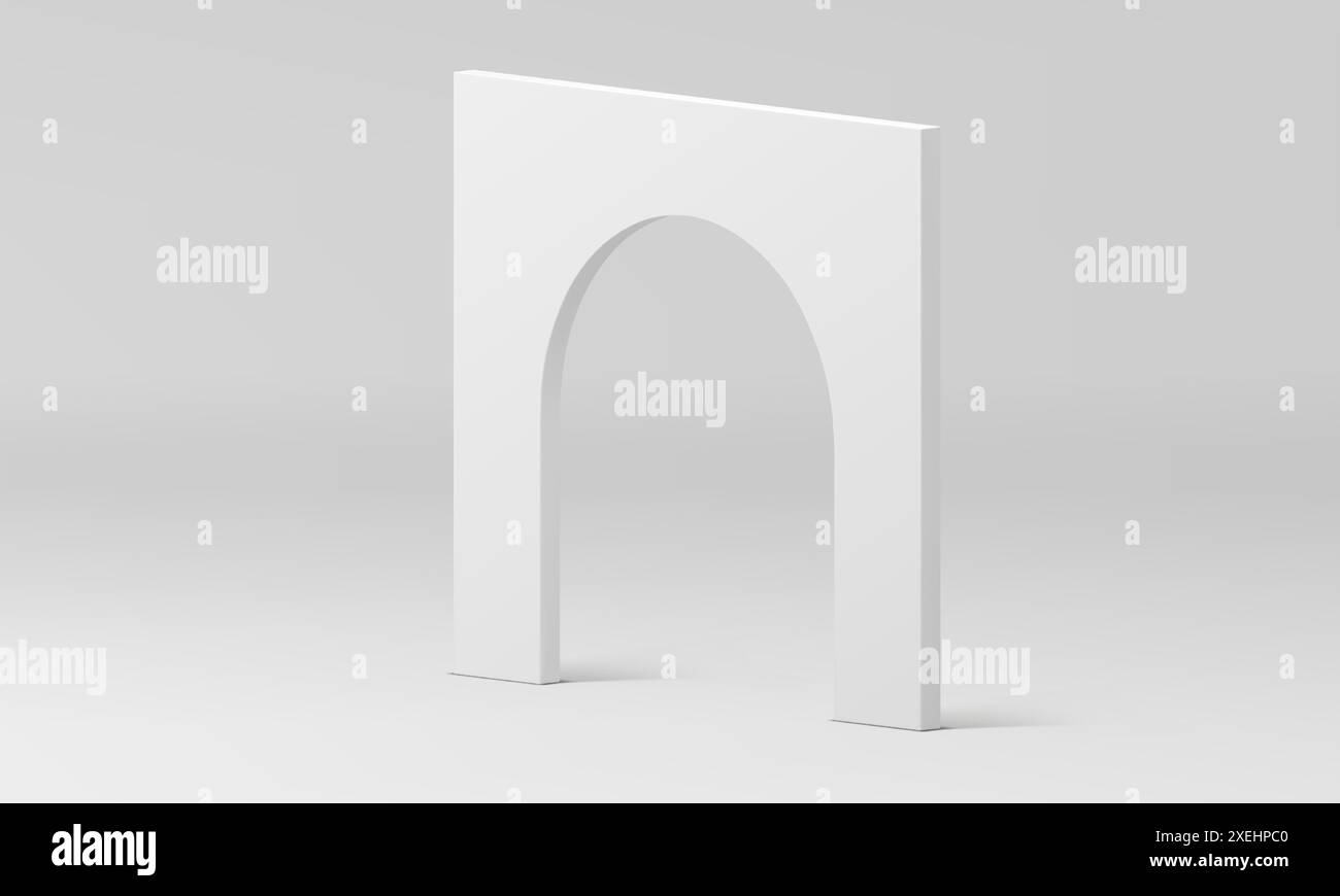 3d Arch White Stand Geometric Curved Angular Foundation Isometric
