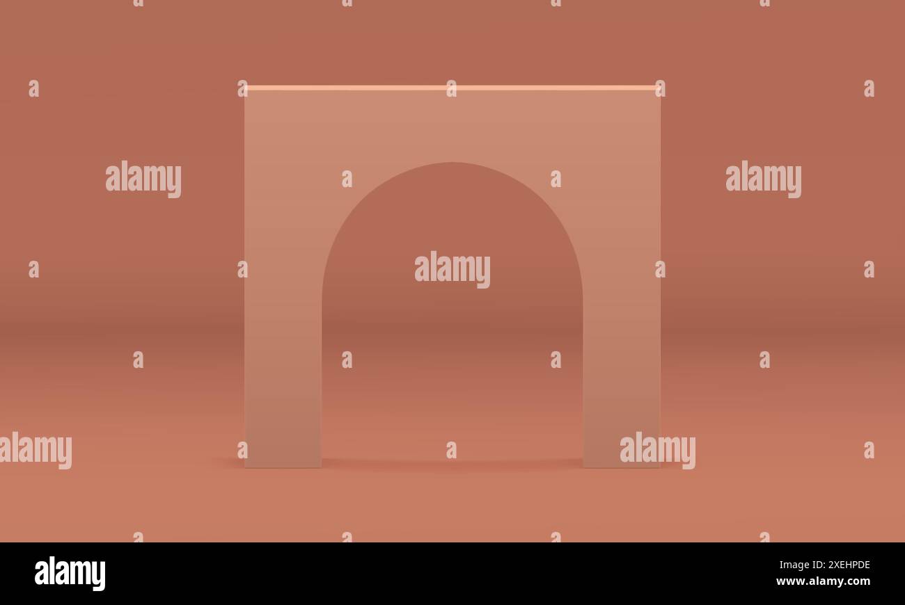 3d arch block brown curved angular vertical construction premium decor ...