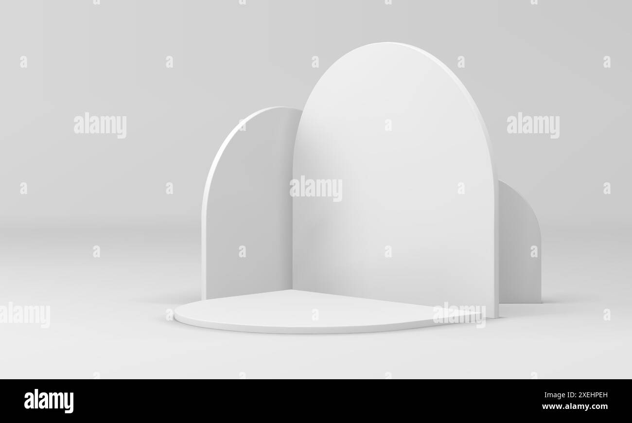 White 3d podium semicircle construction platform basic foundation ...