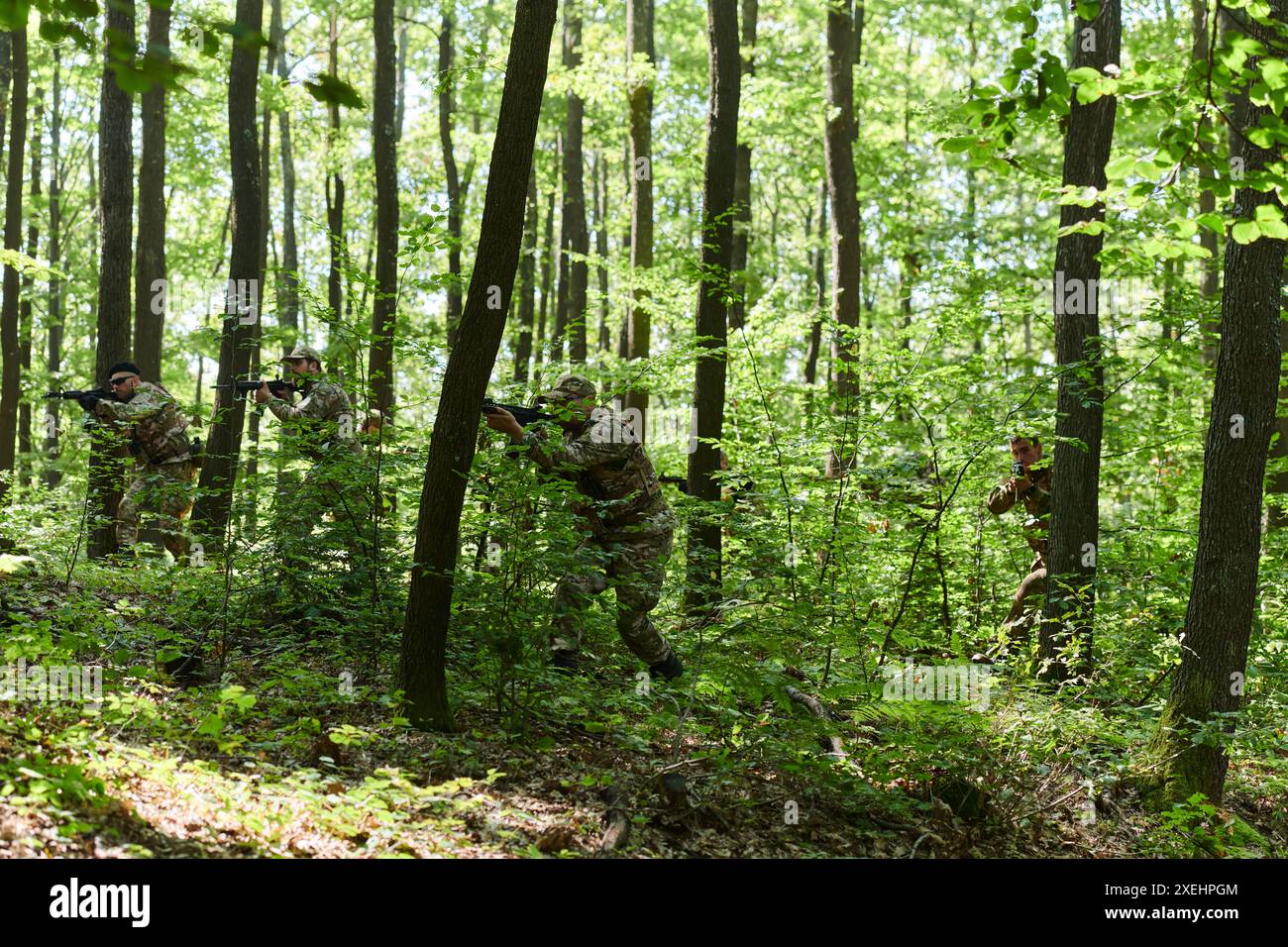 A specialized military antiterrorist unit conducts a covert operation ...