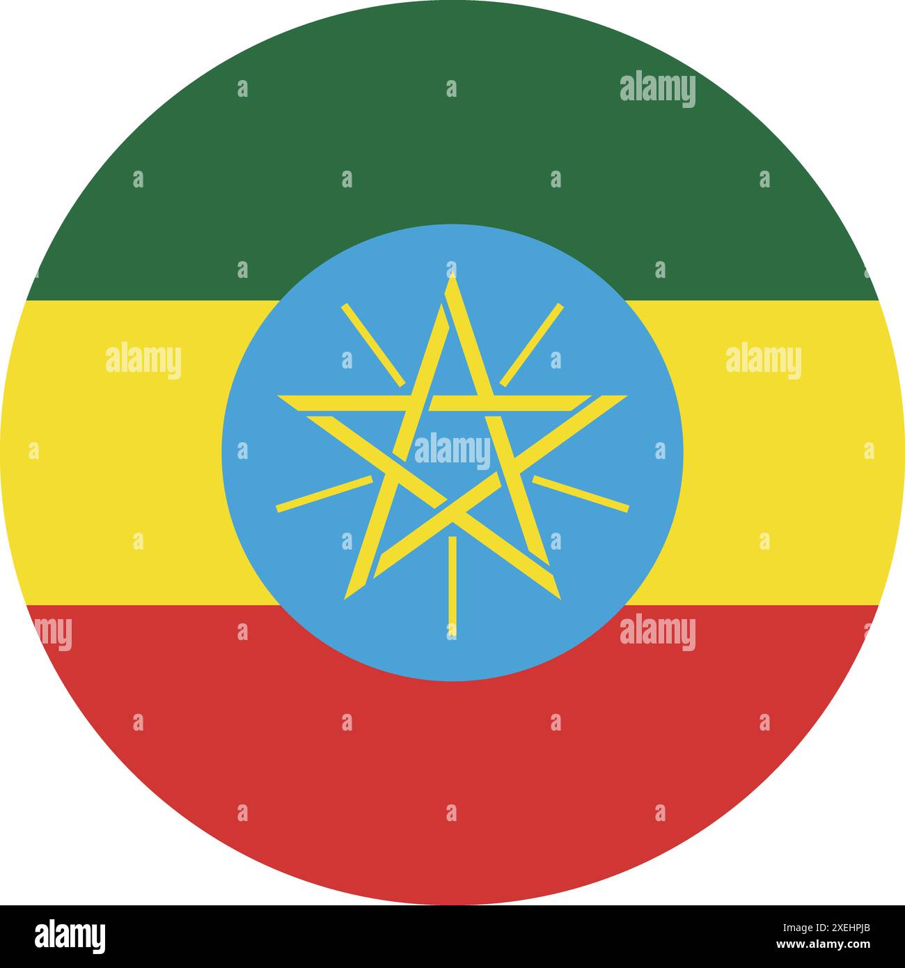 ETHIOPIA Flag in circle vector illustration, official color, National ...
