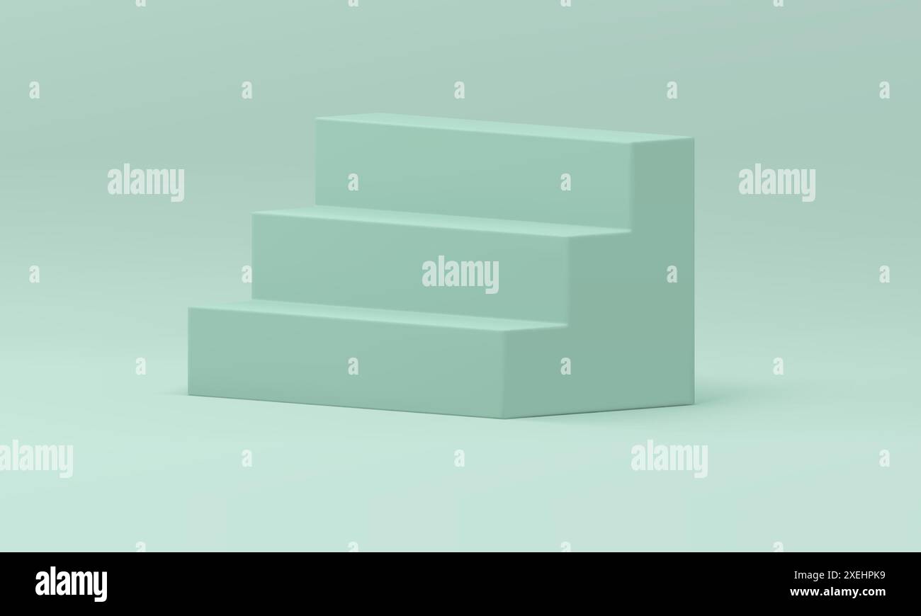 3d stairs green geometric steps podium for climbing progress ...