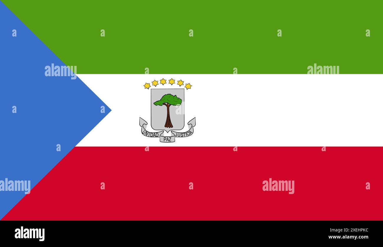 EQUATORIAL GUINEA Flag vector illustration, official color, National ...