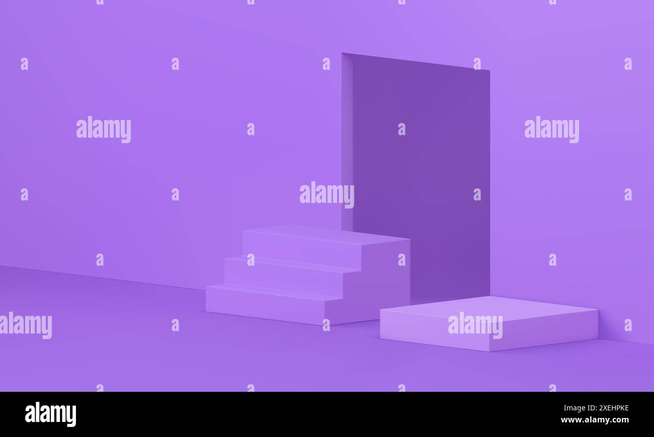 3d showroom design staircase pedestal geometric platform stage gate ...