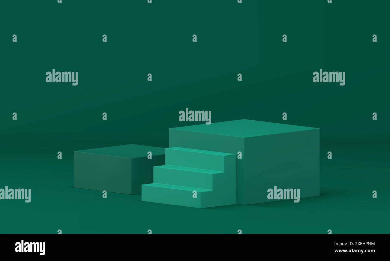 Green 3d podium award arena with staircase for prize win celebration ...