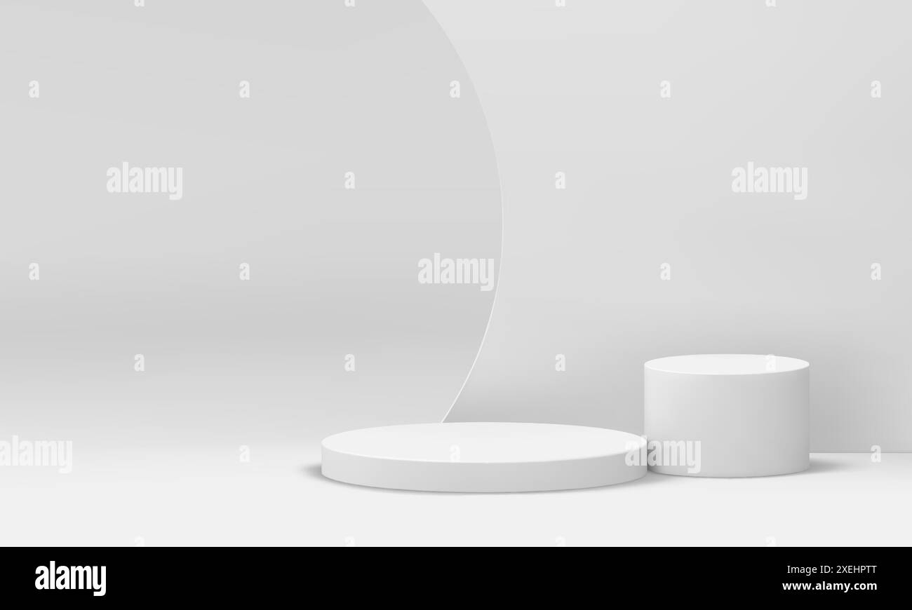 3d podium showroom white curved wall cylinder basic foundation ...