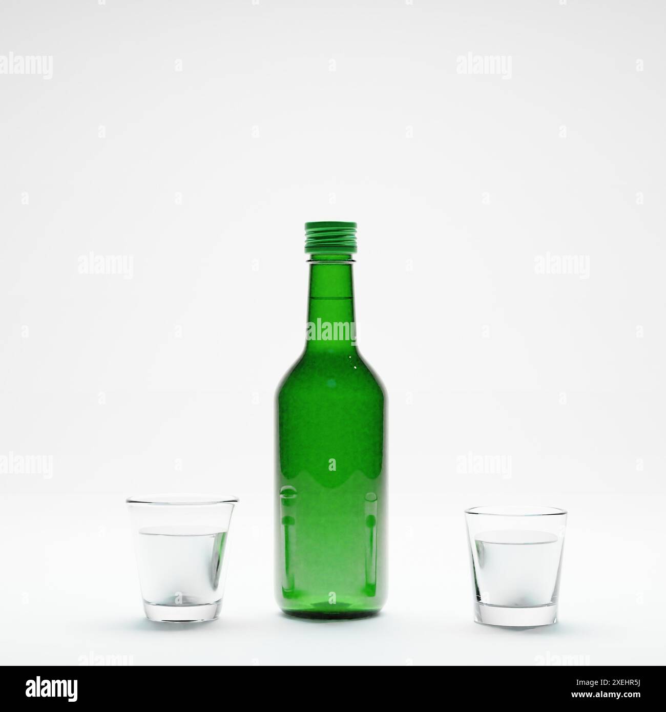 3d render of isolated studio korean soju bottle alcohol beverage and ...