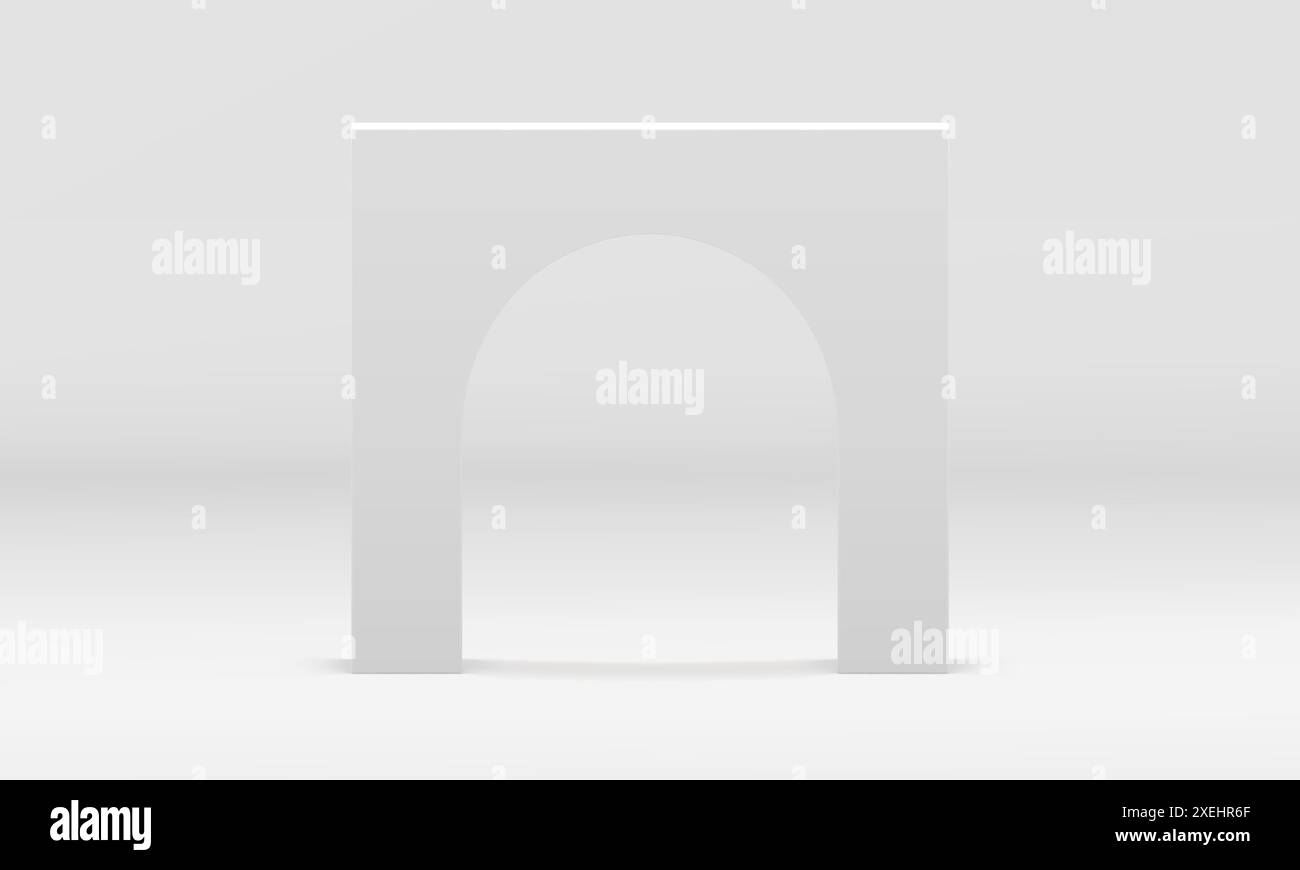 White 3d archway premium gate exit entrance decor element front view ...
