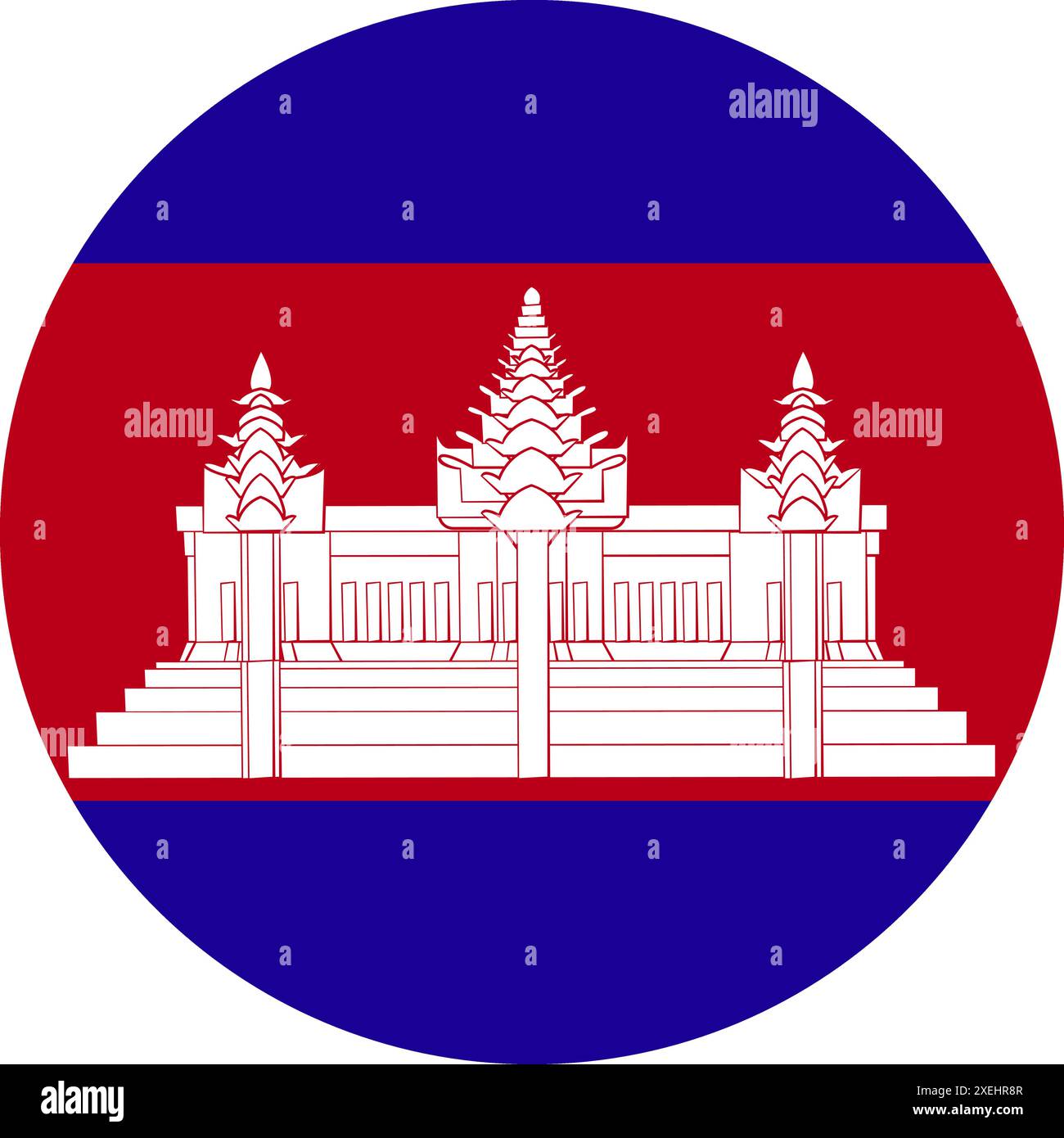 CAMBODIA Flag in circle vector illustration, official color, National ...