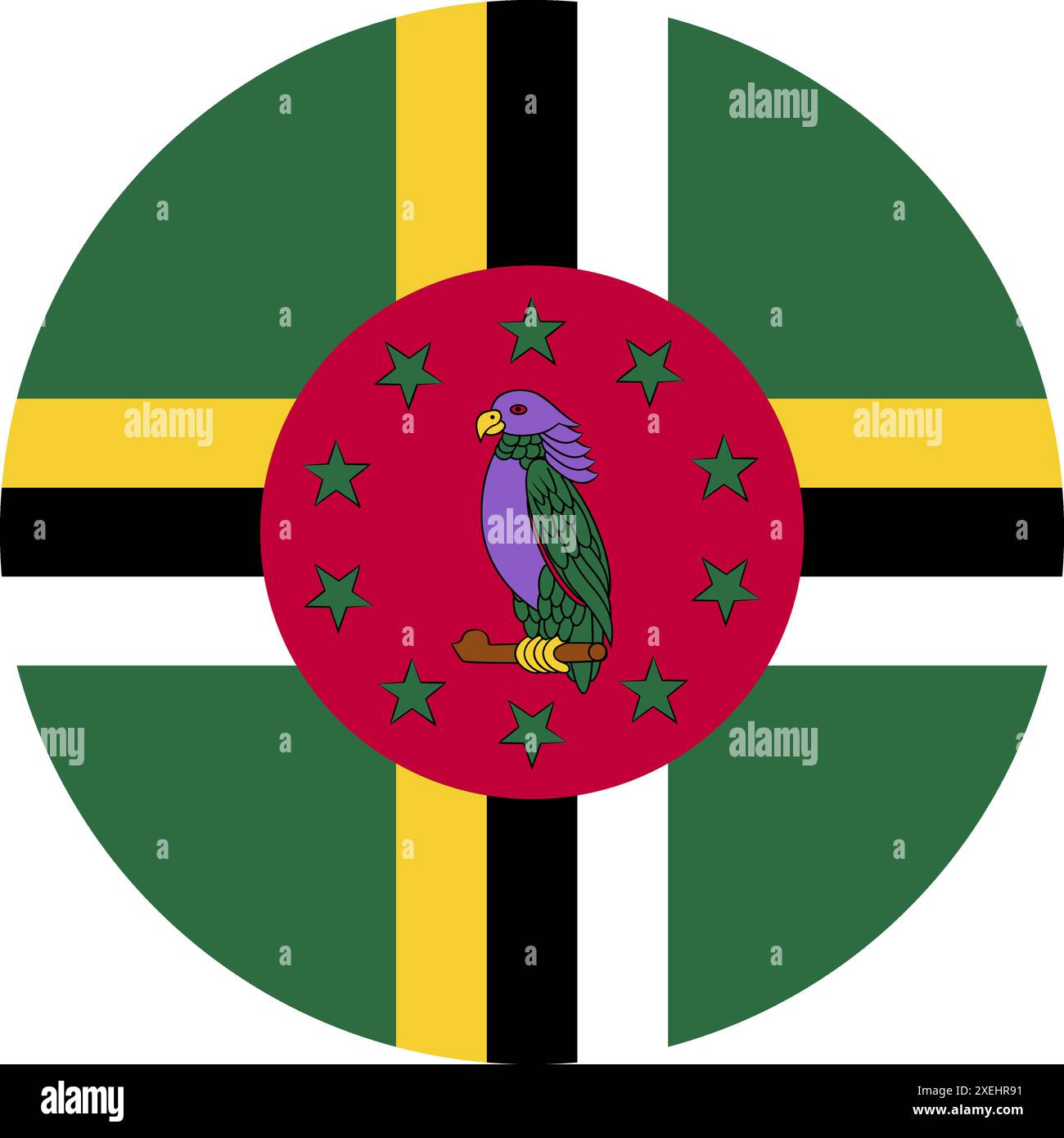 DOMINICA Flag in circle vector illustration, official color, National ...