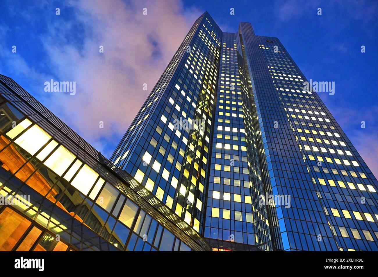 High-rise building in Frankfurt, at night Stock Photo - Alamy
