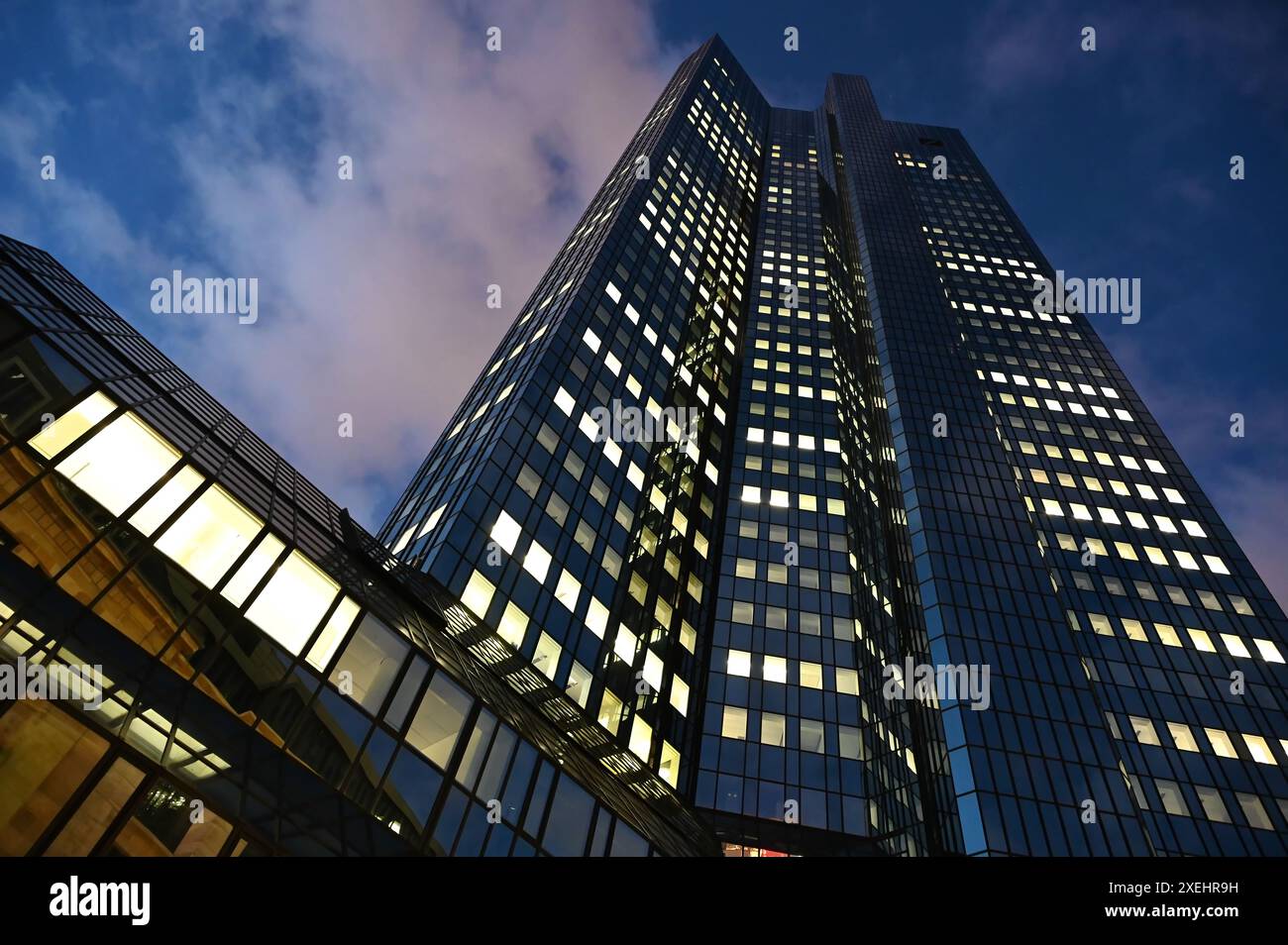 High-rise building in Frankfurt, at night Stock Photo - Alamy