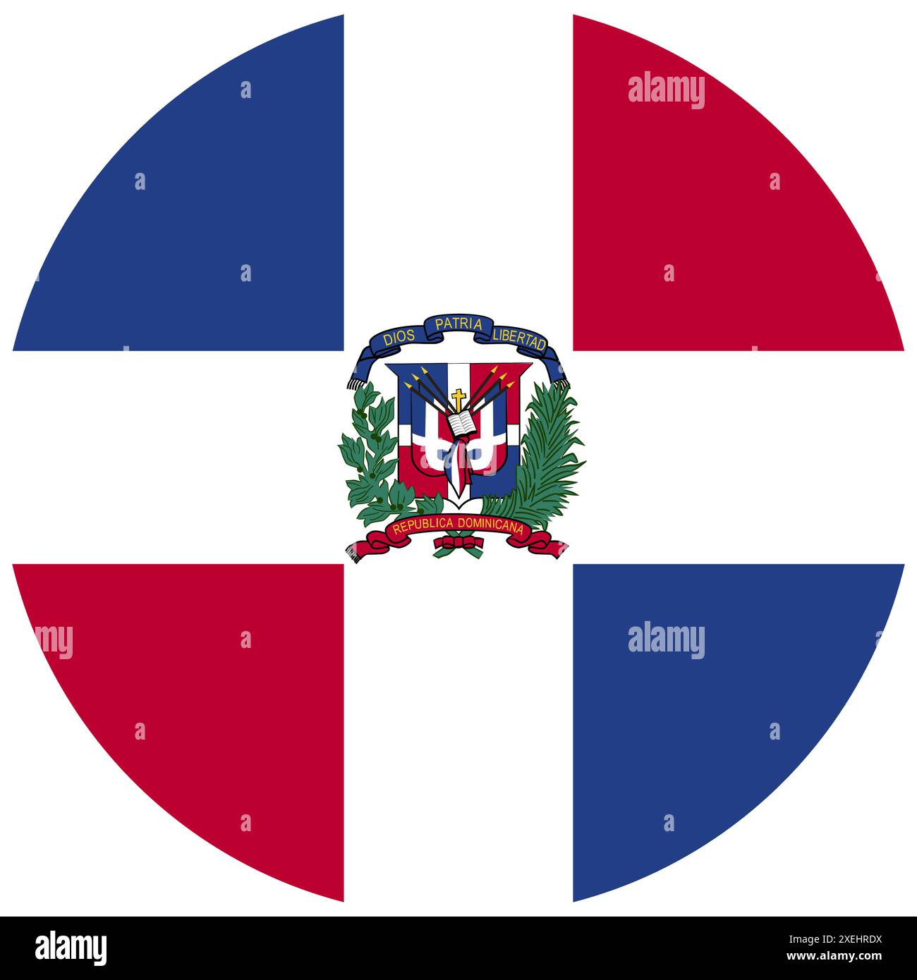 DOMINICAN REPUBLIC Flag in circle vector illustration, official color ...