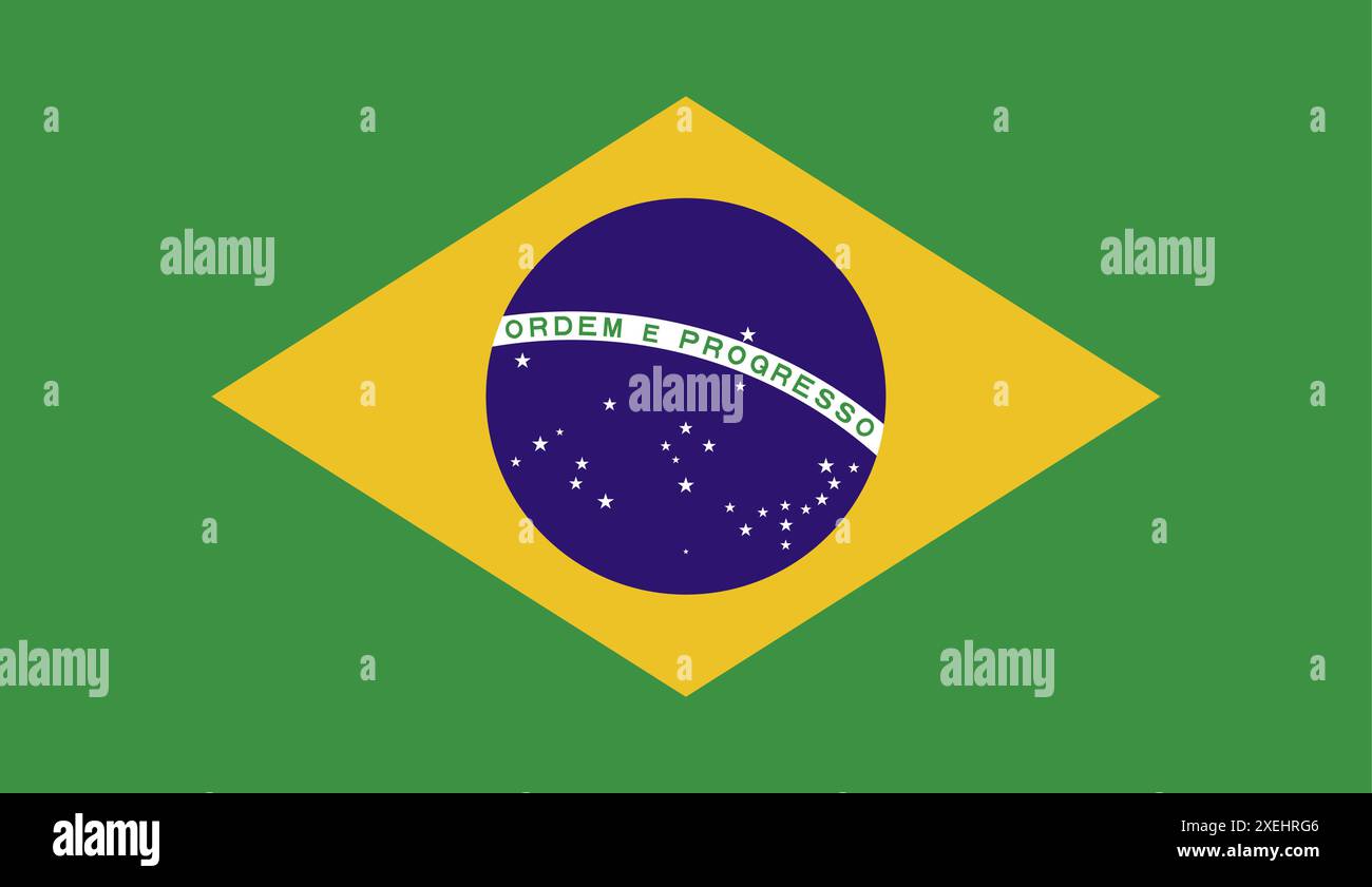 BRAZIL Flag vector illustration, official color, National flag, symbol ...