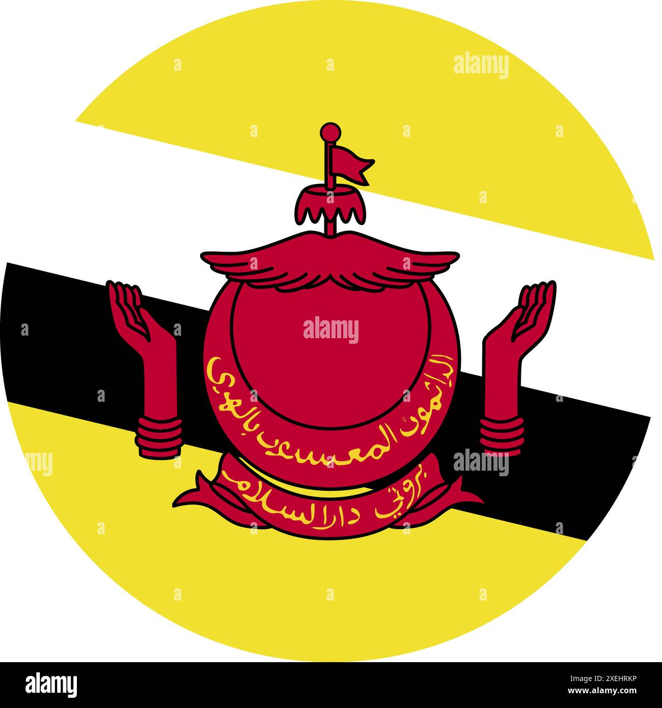 BRUNEI Flag in circle vector illustration, official color, National ...