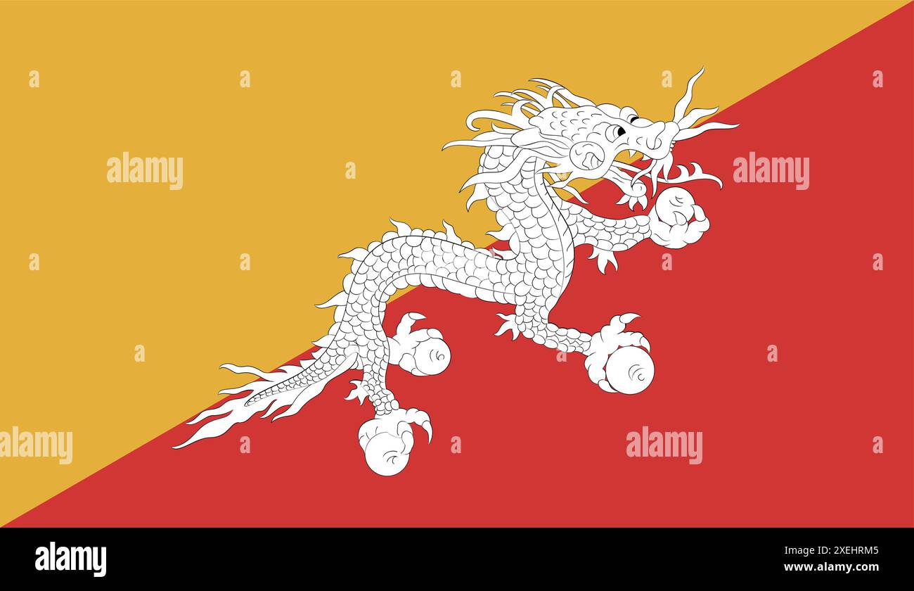 BHUTAN Flag vector illustration, official color, National flag, symbol ...