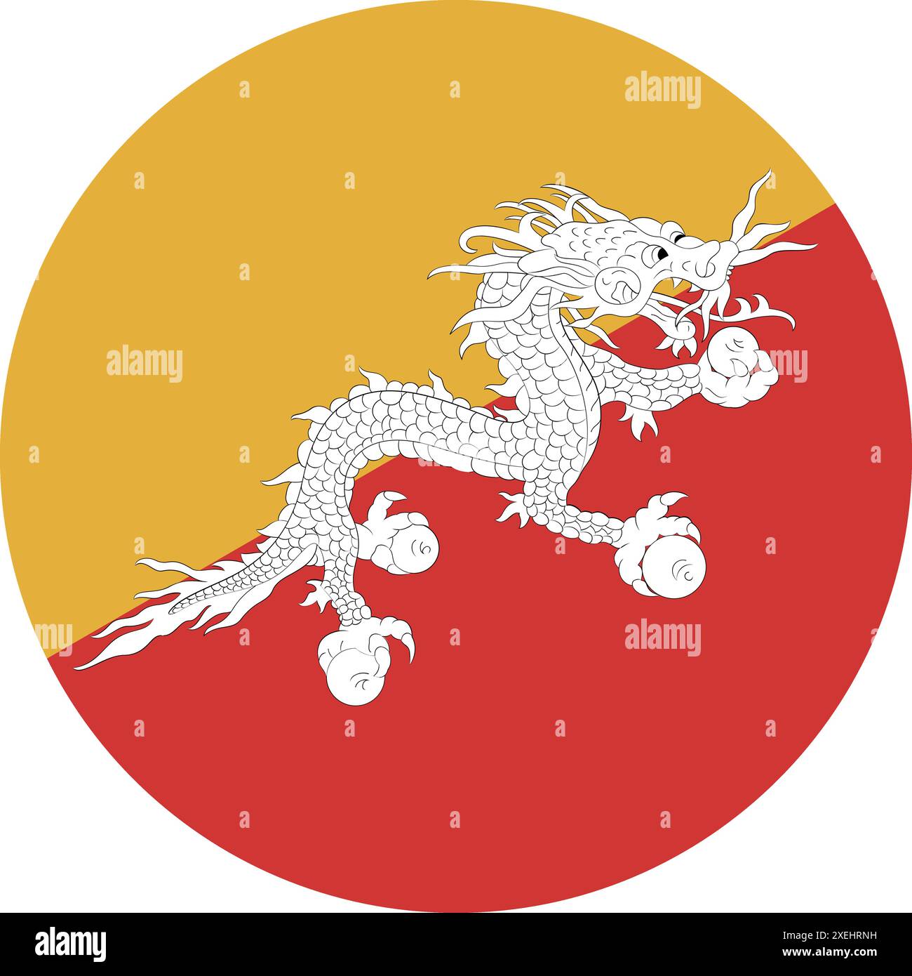 BHUTAN Flag in circle vector illustration, official color, National ...