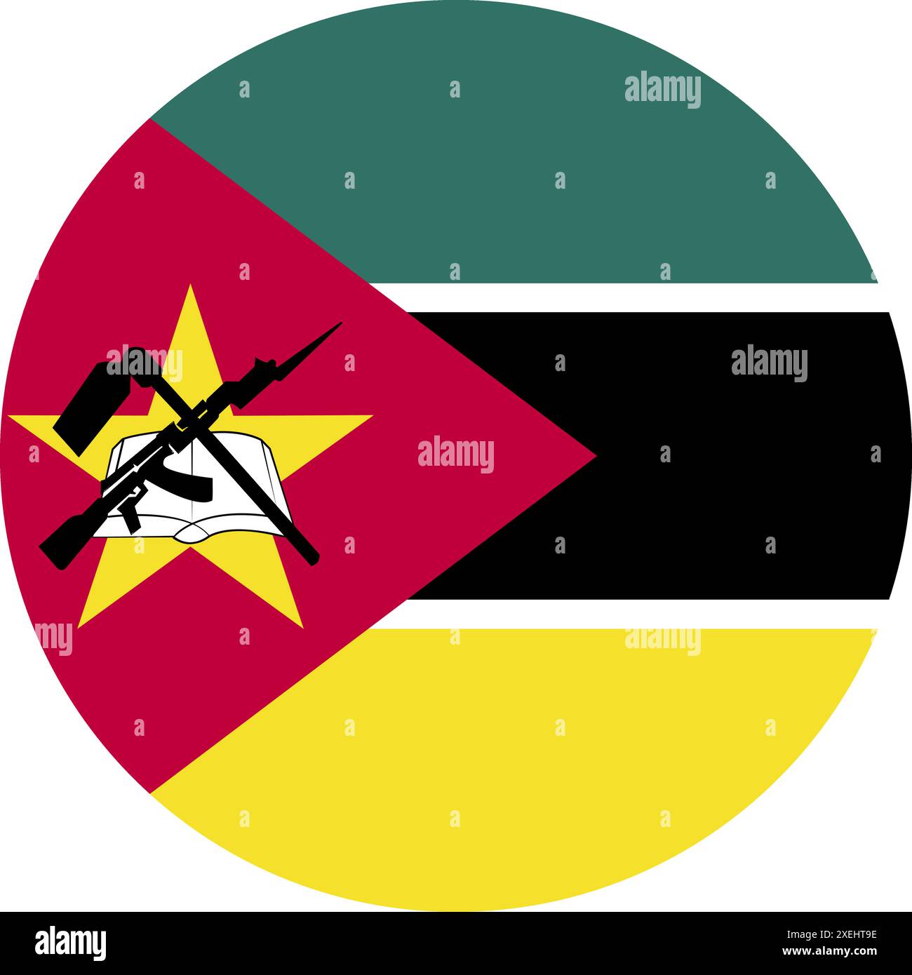 MOZAMBIQUE Flag in circle vector illustration, official color, National ...