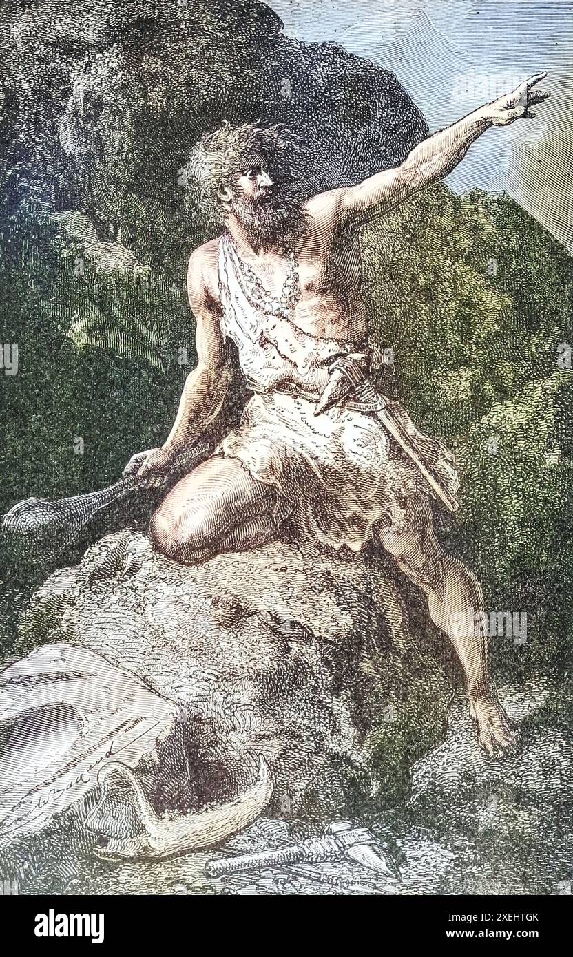 PREHISTORIC MAN OF THE NEOLITHIC AGE Drawn by Emile Bayard colorized ...