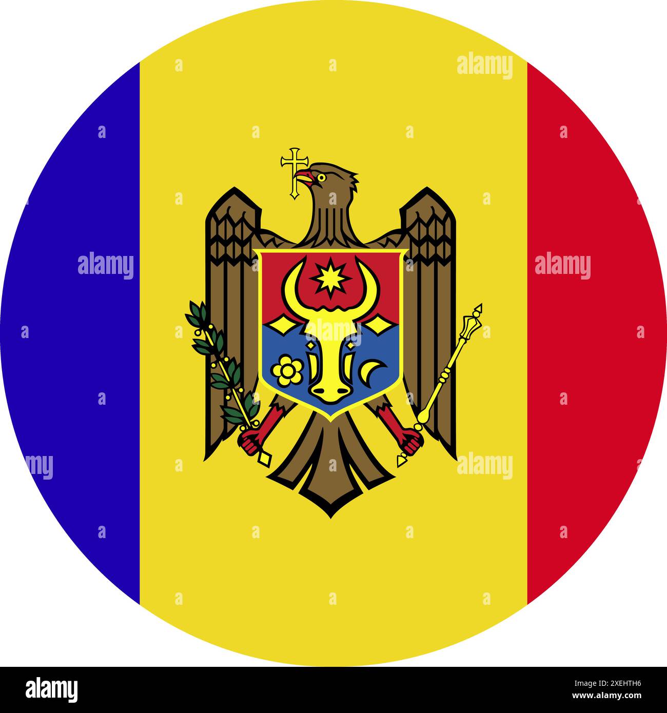 MOLDOVA Flag in circle vector illustration, official color, National ...