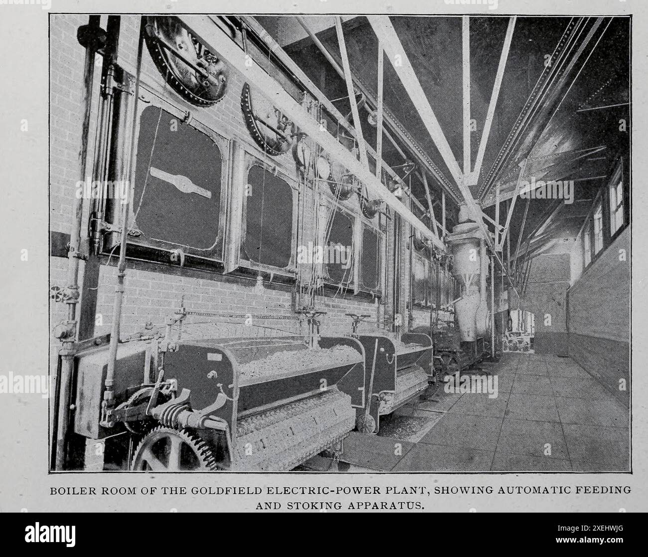 BOILER ROOM OF THE GOLDFIELD ELECTRIC-POWER PLANT, SHOWING AUTOMATIC ...