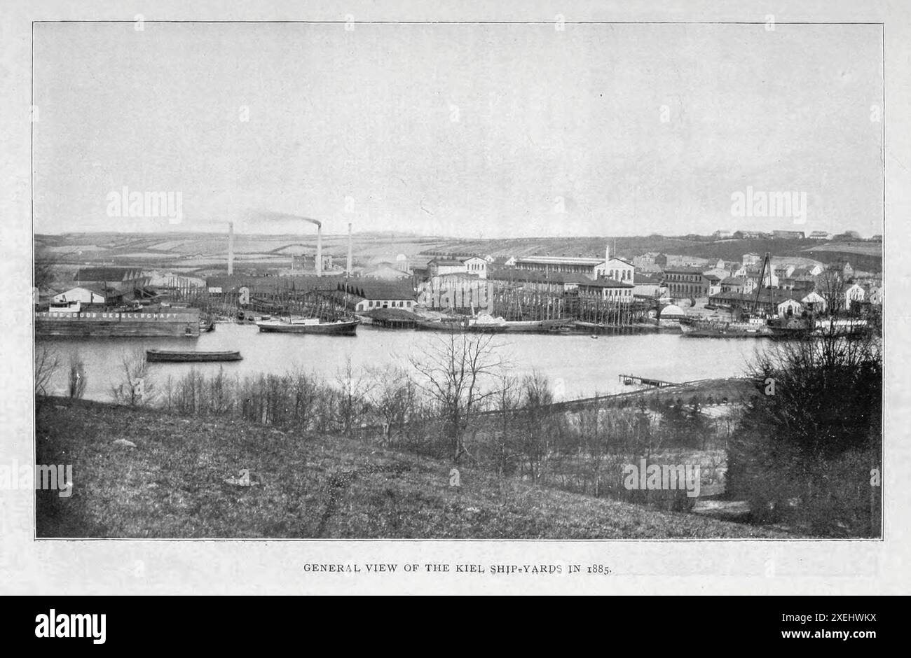 General view of the Kiel Ship-yards in 1885 from the Article THE ...