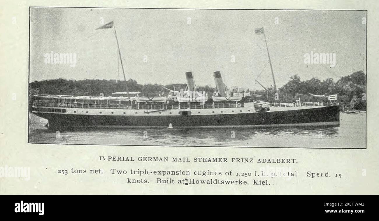 IMPERIAL GERMAN MAIL STEAMER PRINZ ADALBERT. 253 tons net. Two triple ...
