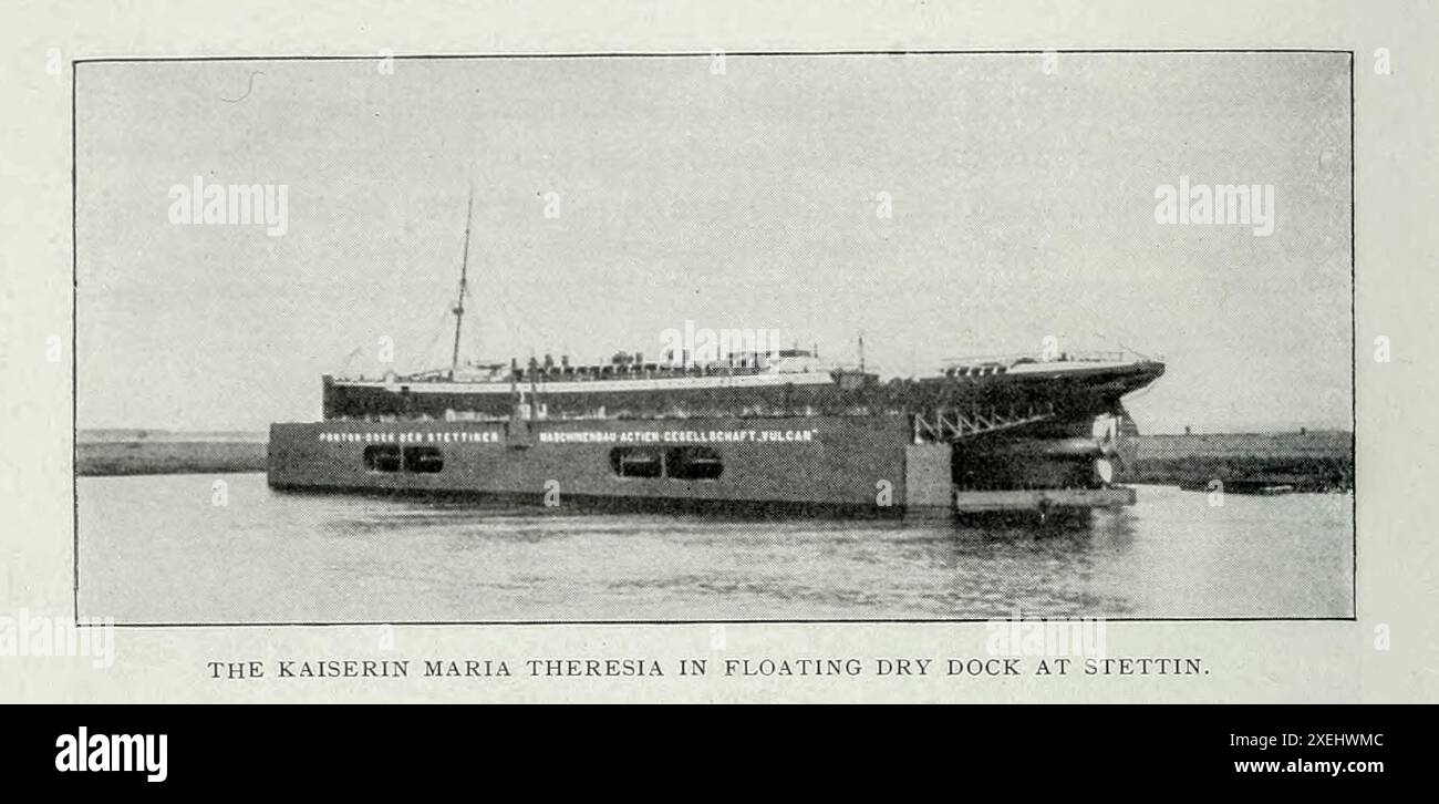 the Kaiserin Maria Theresia in floating dock at Stettin from the ...