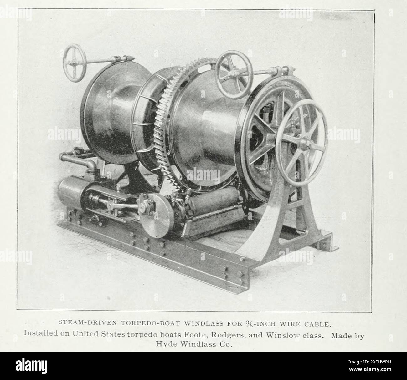 STEAM-DRIVEN TORPEDO-BOAT WINDLASS FOR 3/4 INCH WIRE CABLE. Installed ...