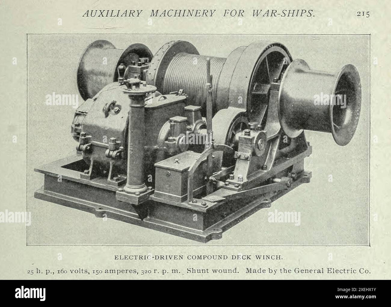ELECTRIC-DRIVEN COMPOUND DECK WINCH. 25 h.p., 160 volts, 150 amperes ...