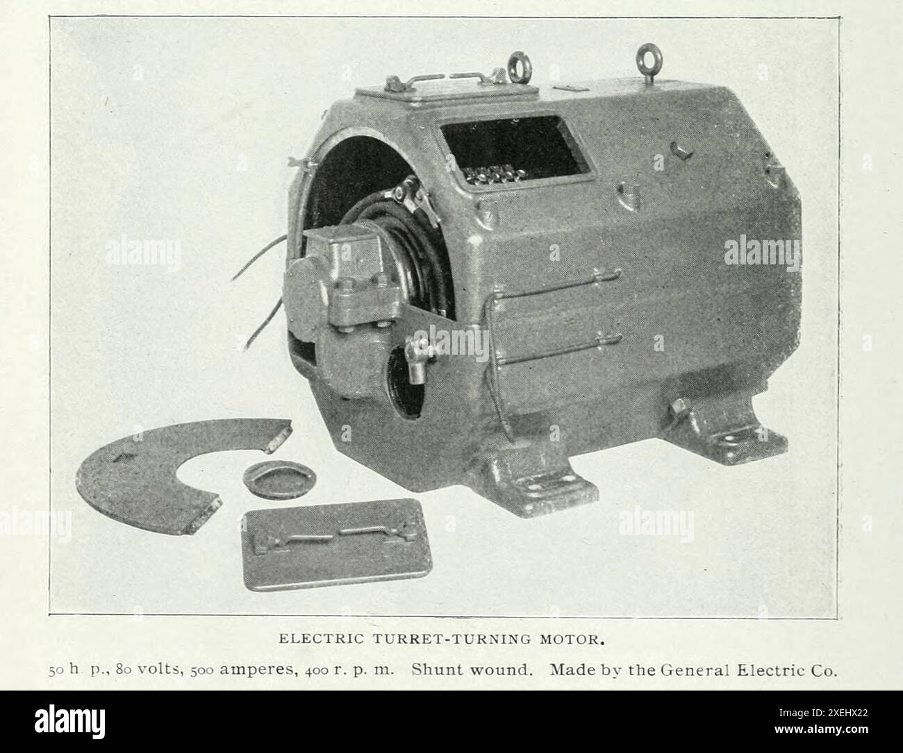 ELECTRIC TURRET-TURNING MOTOR. 50 hp, 80 volts, 500 amperes, 400 rpm ...
