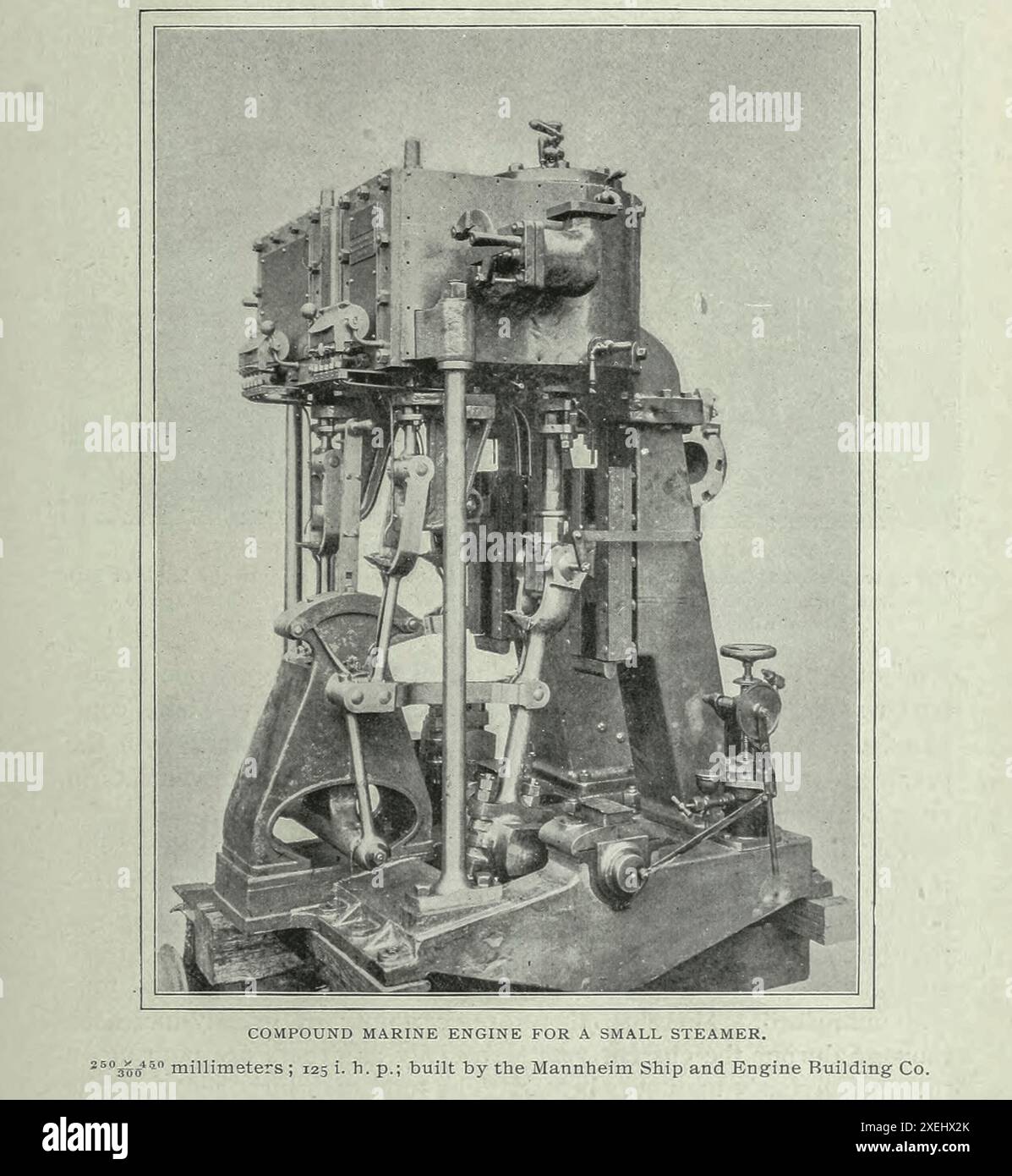 COMPOUND MARINE ENGINE FOR A SMALL STEAMER. built by the Mannheim Ship ...
