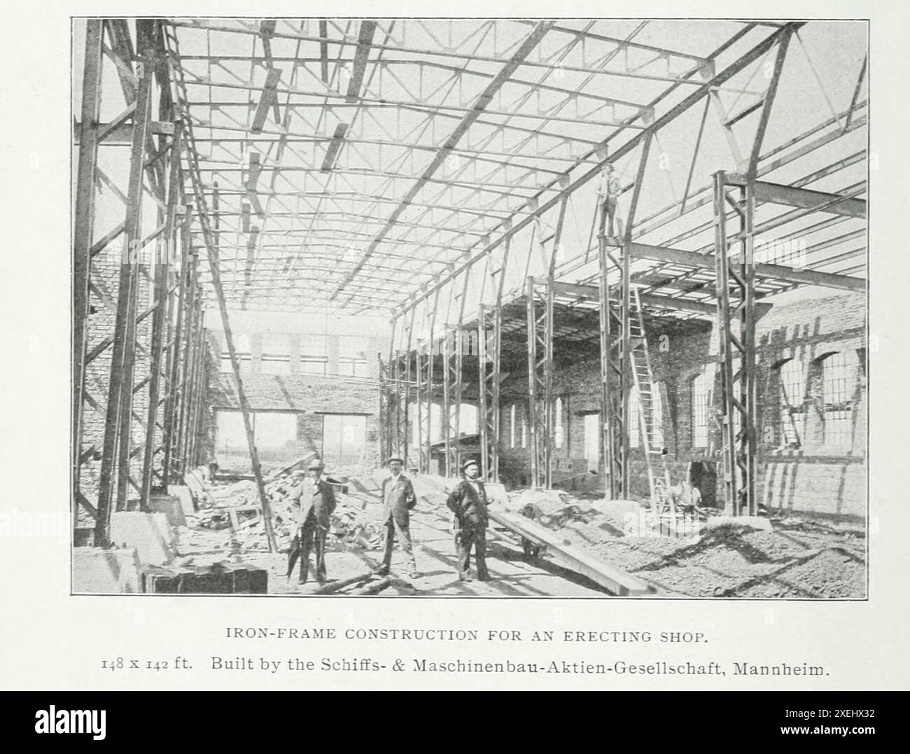 IRON-FRAME CONSTRUCTION FOR AN ERECTING SHOP. 148 x 142 ft. Built by ...