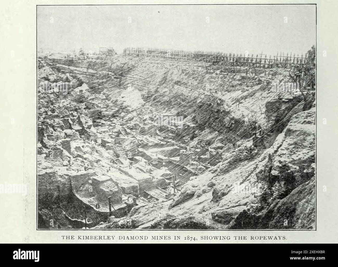 THE KIMBERLEY DIAMOND MINES IN 1874 SHOWING THE ROPEWAYS from the ...