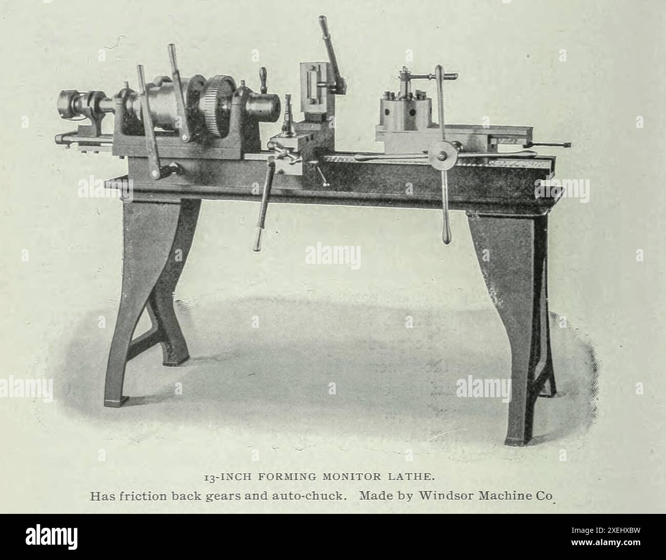 13-INCH FORMING MONITOR LATHE. Has friction back gears and auto-chuck ...