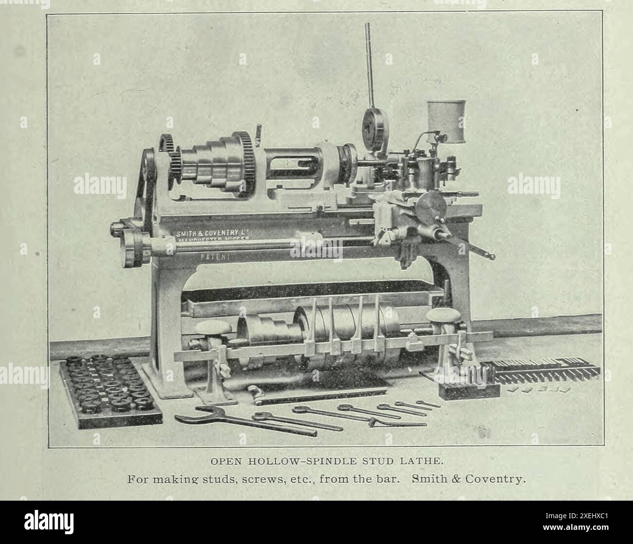OPEN HOLLOW-SPINDLE STUD LATHE. For making studs, screws, etc., from ...