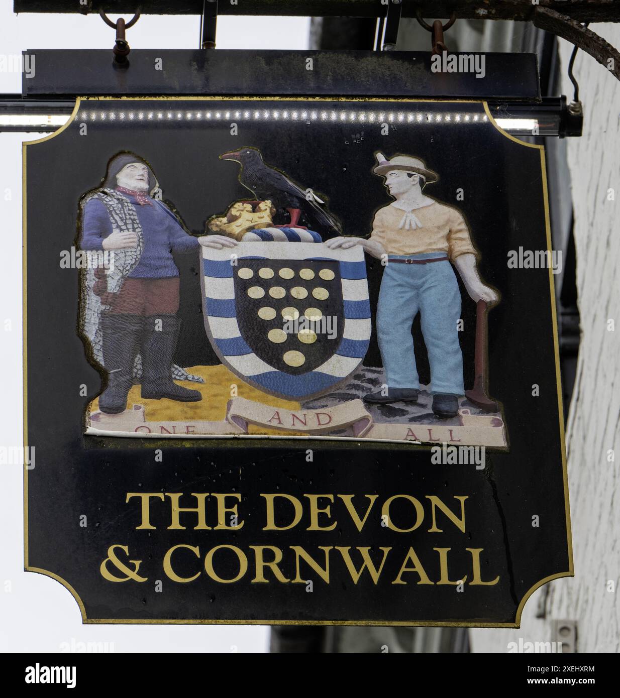 Traditional hanging pub sign at The Devon and Cornwall Inn - public ...