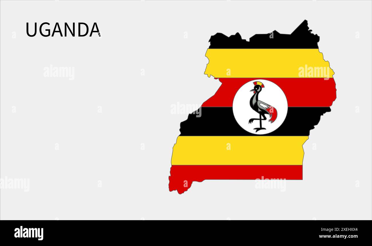 Uganda flag map, official color with proportion, fully Editable illustration, vector, flag ...