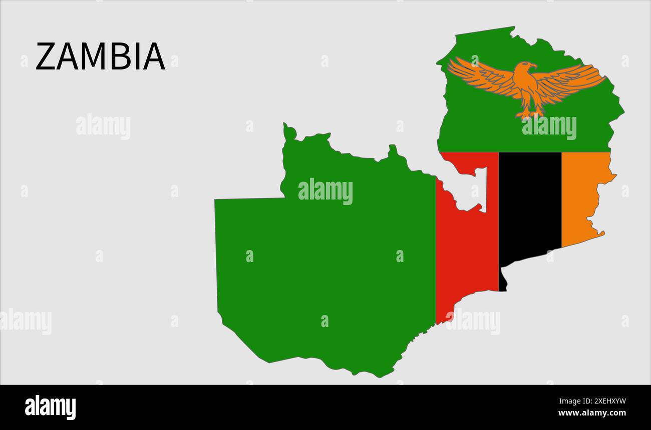 Zambia flag map, official color with proportion, fully Editable ...
