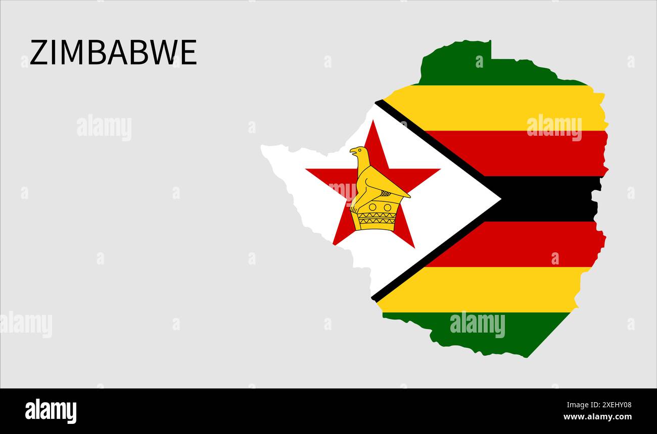 Zimbabwe Flag Map Official Color With Proportion Fully Editable